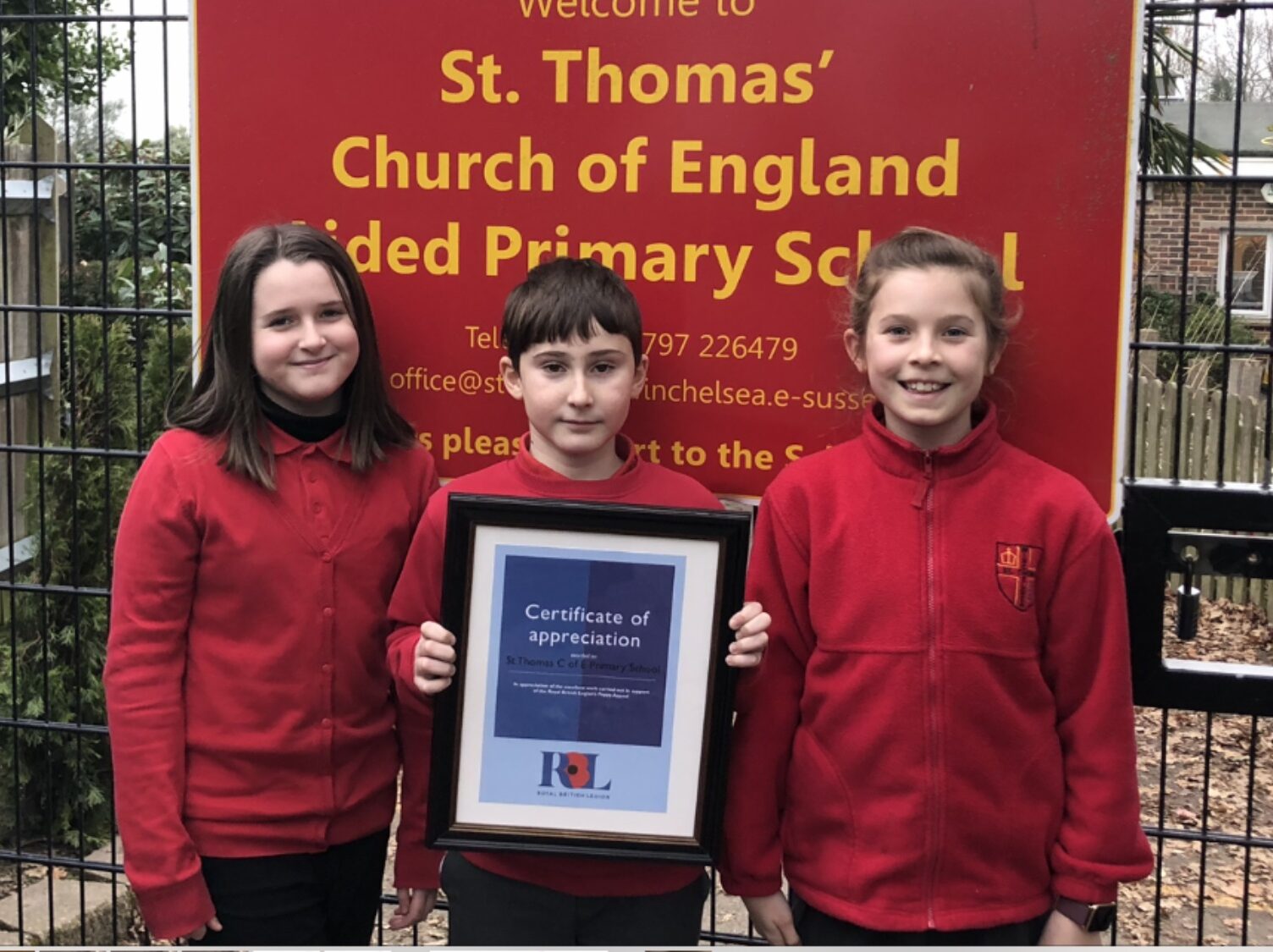 Certificate of appreciation for school | Rye News